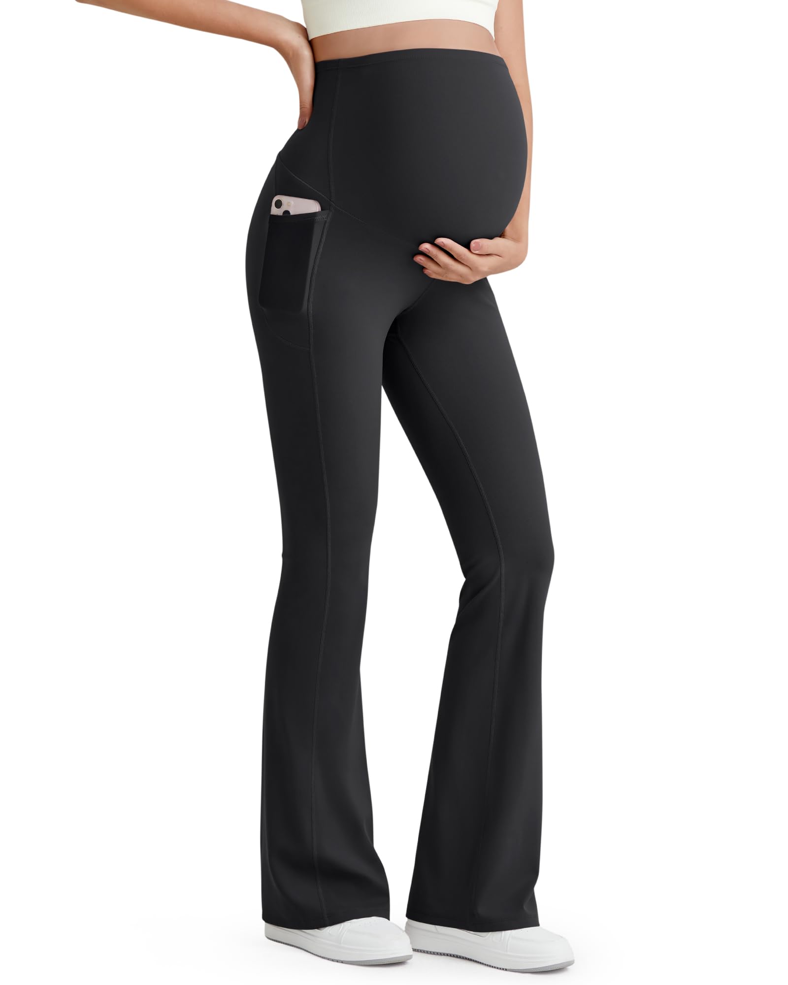 G4Free Maternity Flare Leggings Over The Bump Stretchy High Waist ...