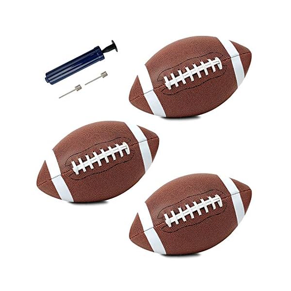 Liberty Imports Pack of 3 Official Size Faux Leather Footballs with ...