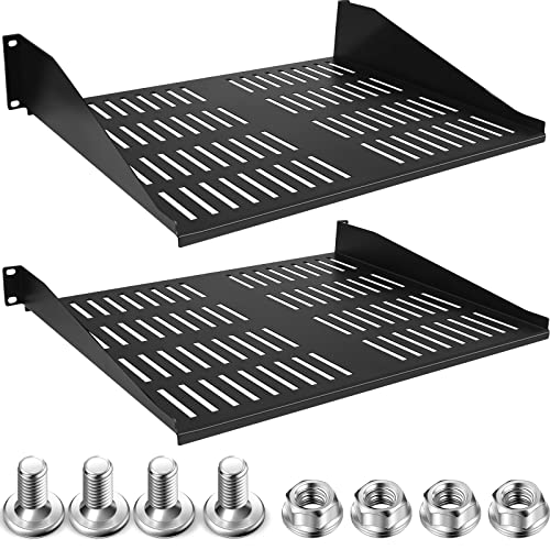 2 Pcs 1U 2U Server Rack Shelf Universal Vented Rack Mount Shelf Network ...