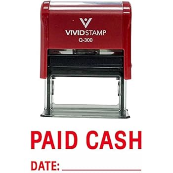 Amazon.com : PAID CASH with Date Line Self Inking Rubber Stamp (Red Ink ...