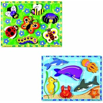 Amazon.com: Melissa & Doug Wooden Chunky Puzzles Set - Ocean Animals ...