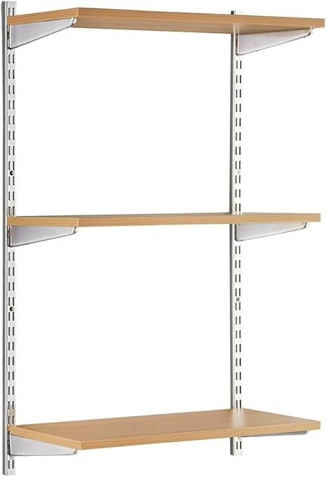 Shopfitting Warehouse Chrome/Oak Adjustable Wall Shelving Kit - 2 x ...