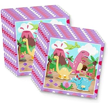 Amazon.com: Pink Little Dino Girl Dinosaur Birthday Party Supplies Set ...