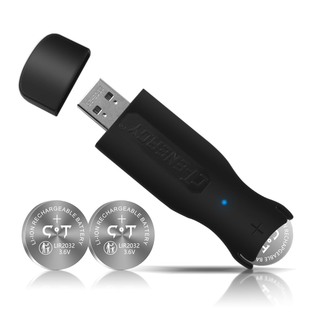 USB Li-Ion Coin Button Cells Charger with 2pcs of Rechargeable 2032 ...