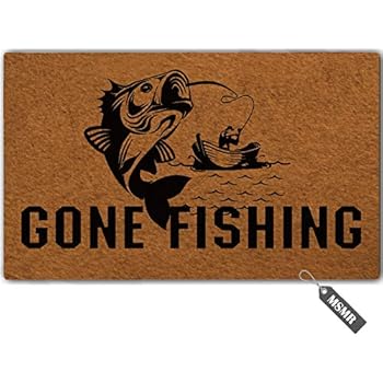 Amazon.com: Door Mats - Gone Fishing Doormat - 17" X 28" - Door Mat ...