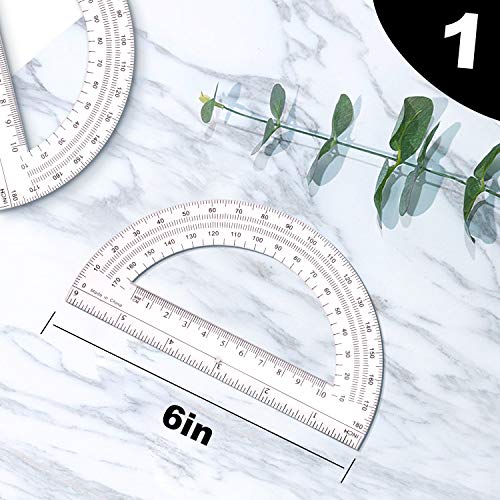 Yizerel 3 Pack Protractor Set, Professional & Precision Plastic Clear ...