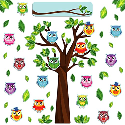 Mua 112 Pieces Colorful Owls and Tree Bulletin Board Set Owl Cutout ...