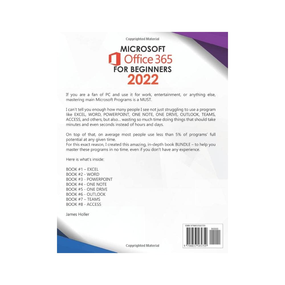 Buy Microsoft Office 365 for Beginners 2022: [8 in 1] The Most Updated ...