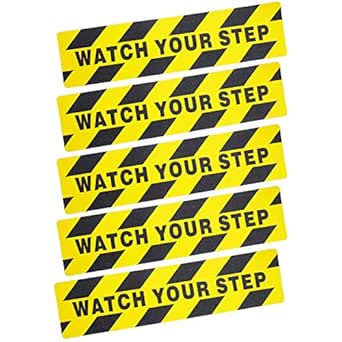5 Pieces Watch Your Step Warning Sticker Adhesive Tape Anti Slip ...