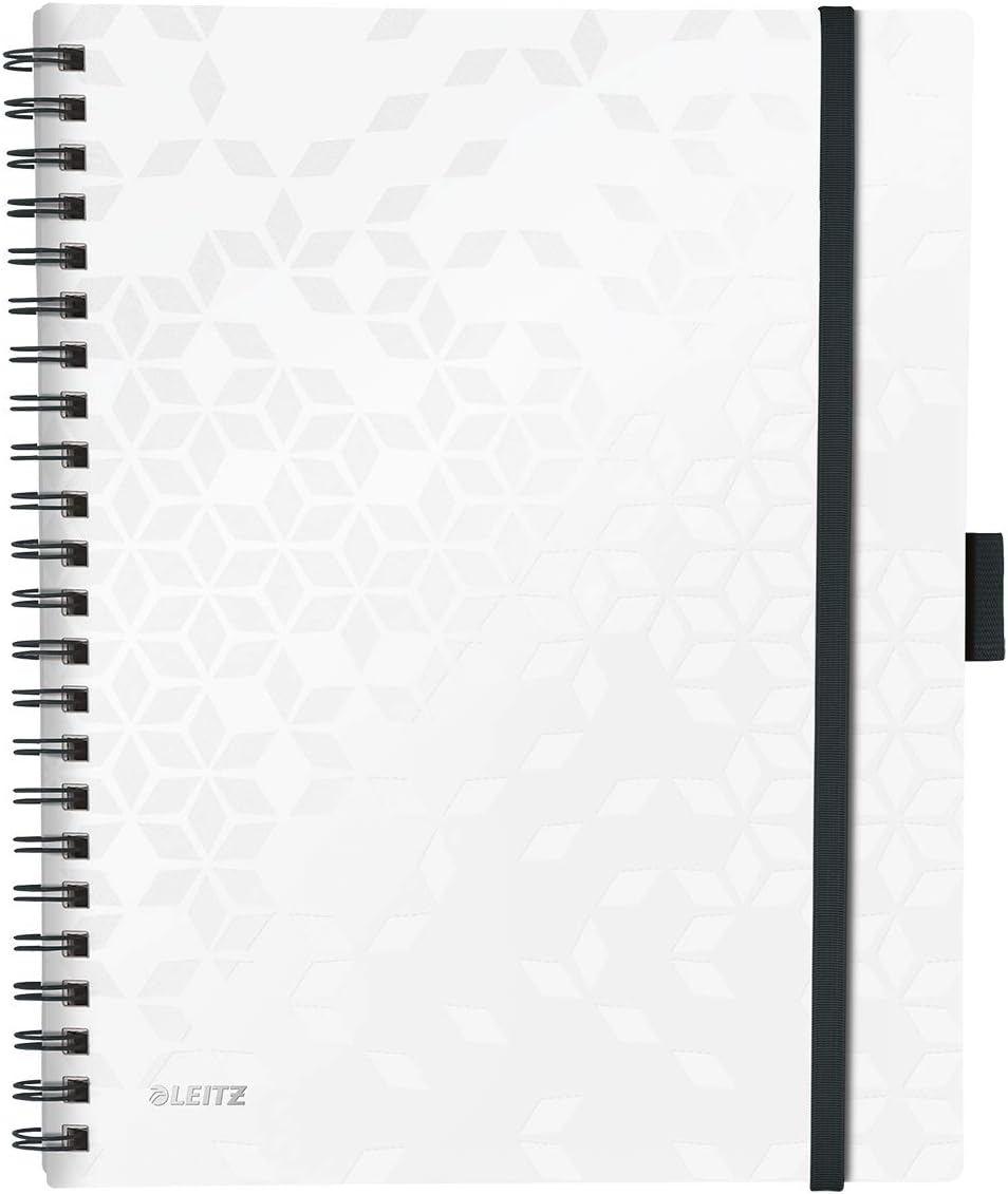 Leitz A4 Stiff Cover Notebook, White Wire Bound, 80 Sheets, Ruled, 80 ...