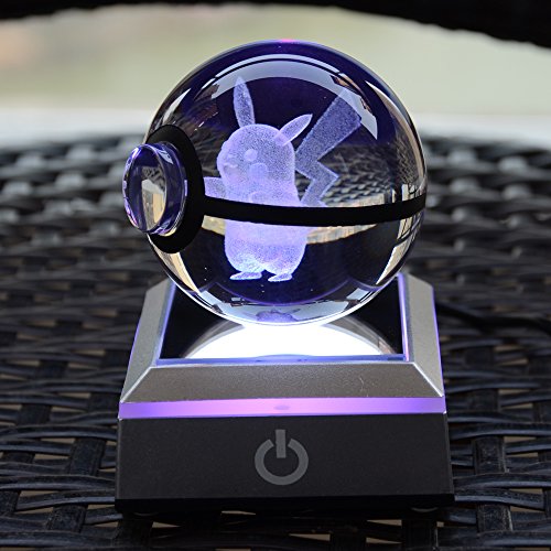 S-SO 3D Pokemon Pikachu Crystal ball USB 7-Color changing Night LED ...