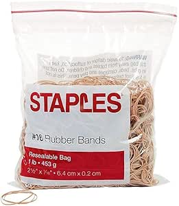 Amazon.com : Staples; Economy Rubber Bands, Size #16, 1 lb. 2 1/2" X 1/ ...