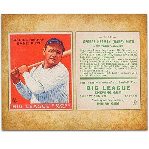 Amazon.com: Babe Ruth - 1933 Bubble Gum Card - 11x14 Unframed Art Print ...