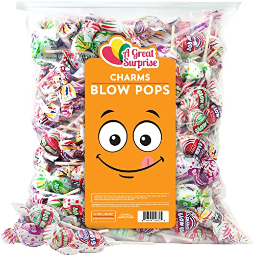 A Great Surprise Charms Blow Pops 4 LB Bag Assorted Flavors Bulk A Great Surprise Charms Blow Pops 4 LB Bag Assorted Flavors Bulk