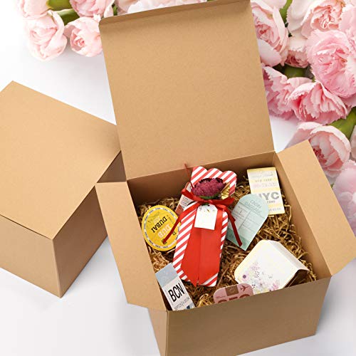 GSSUSA Brown Kraft Gift Boxes with Lids 5x5x3.5 Inch Gift Box for ...