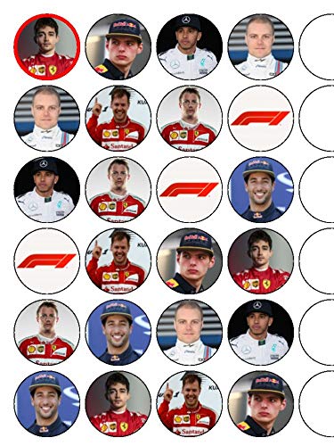 24x Formula One F1 Mix 1.5" (3.8cm) PRE- Cut Premium Rice Paper Edible ...