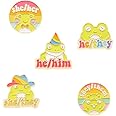 Amazon.com: 5Pcs Studious Frog Enamel Lapel Pins Cute Rainbow Animal ...