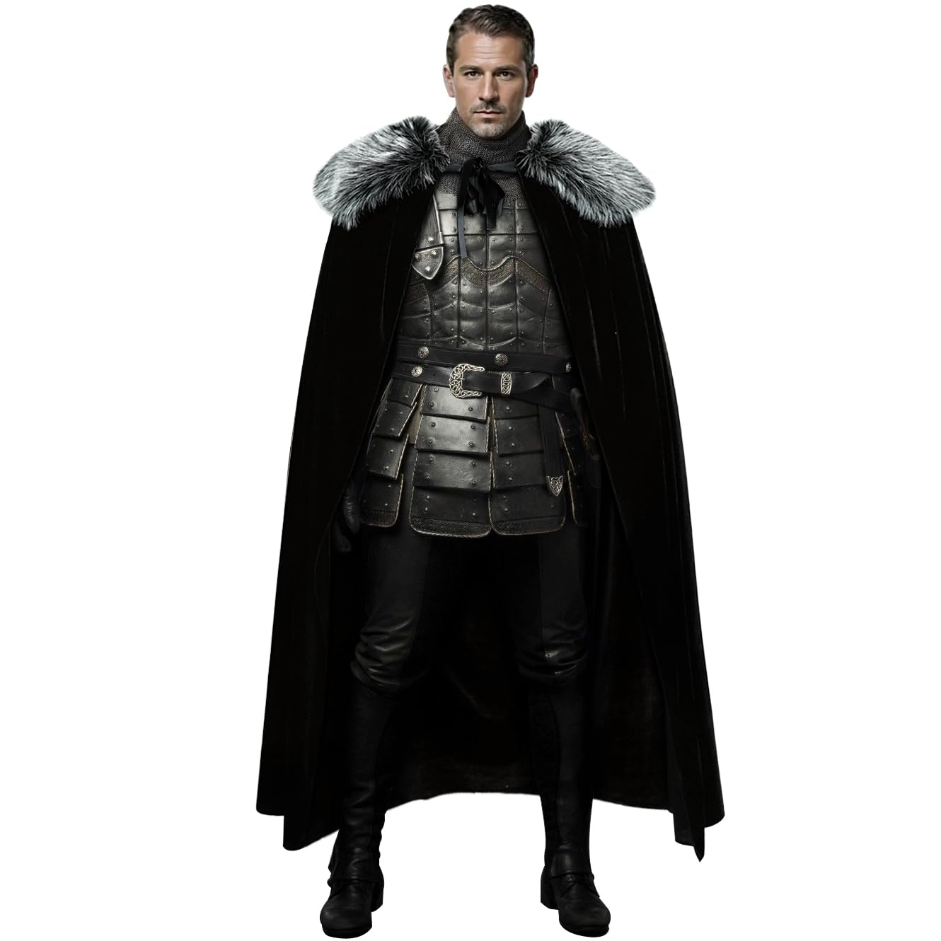 L'VOW Viking Fur Cloak Medieval Black Fur Cape Renaissance King Cloak ...