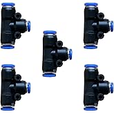 Amazon.com: 5 Pcs 10mm x 8mm x 10mm Pneumatic T Shaped 3 Way Tube ...