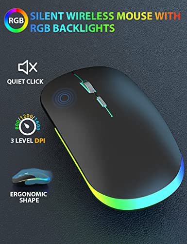 Wireless Keyboard And Mouse 7 Backlit Effects Quiet Light Up Keys Sleep Mode Phone Holder