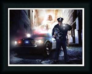 Amazon.com: Police Officer Angel Over Shoulder 20x16 Framed Art Print ...