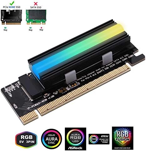 EZDIY-FAB NVME PCIe Adapter with 5V ARGB Heat Sink Cooler, M.2 NVME SSD to PCI Express Adapter ...
