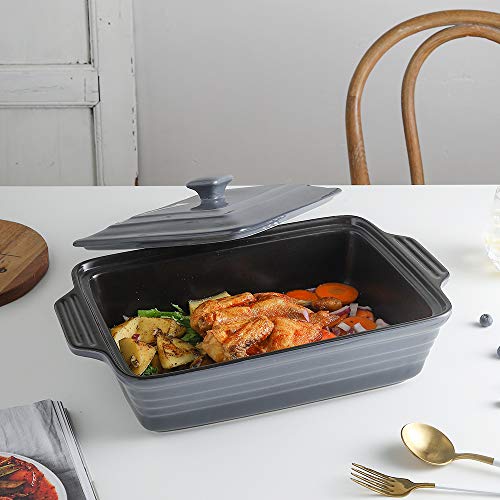 KOOV Ceramic Casserole Dish with Lid, Covered Rectangular Casserole ...