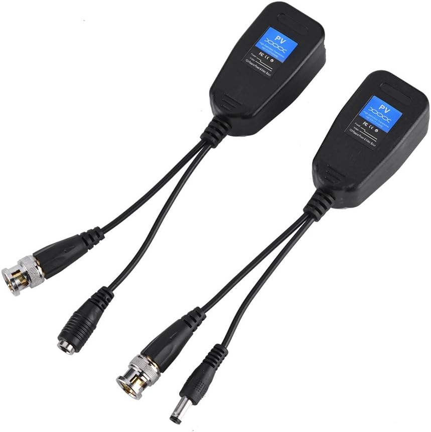 Zerone 1 par pasivo CCTV Coaxial BNC Transceptor de balun de Potencia ...