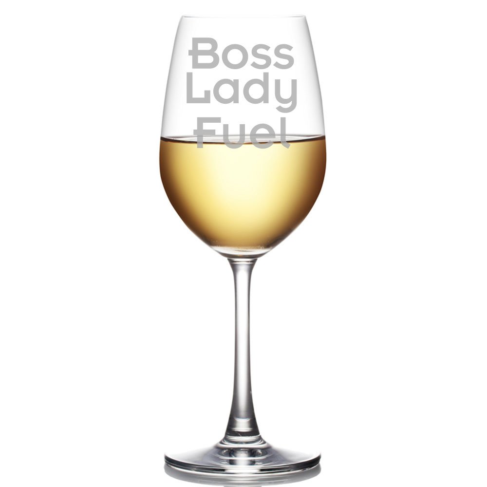 Amazon.com: Boss Lady Fuel Engraved 18 oz Wine Glass: Kitchen & Dining