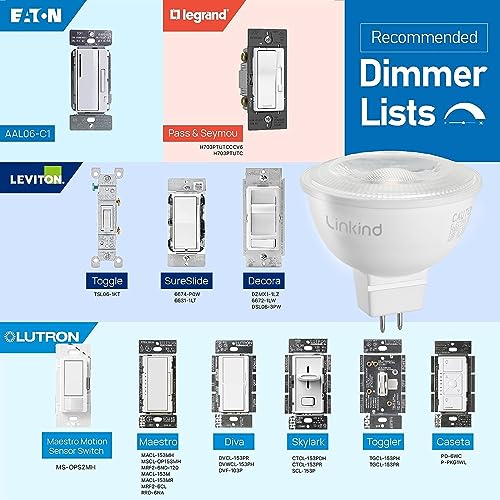 Linkind MR16 LED Bulb Dimmable, GU5.3 Bi-Pin Base 6.5W (70W Equivalent) 3000K Soft White 640lm ...