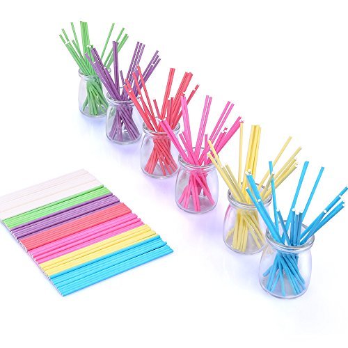 BakeBaking Colored Lollipop Sticks 7 Colors for Cake Pops Apple Candy 6 ...
