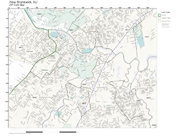 Amazon.com: ZIP Code Wall Map of New Brunswick, NJ ZIP Code Map ...