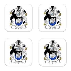 Amazon.com: Rawson Family Crest Square Coasters Coat of Arms Coasters ...