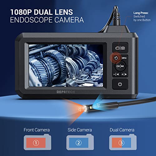 DEPSTECH Dual Lens Industrial Endoscope, 1080P Digital Borescope ...