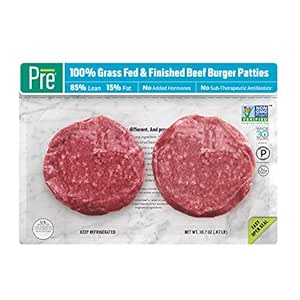 Amazon.com: Pre, 85% Lean Burger Patties – 100% Grass-Fed, Grass ...