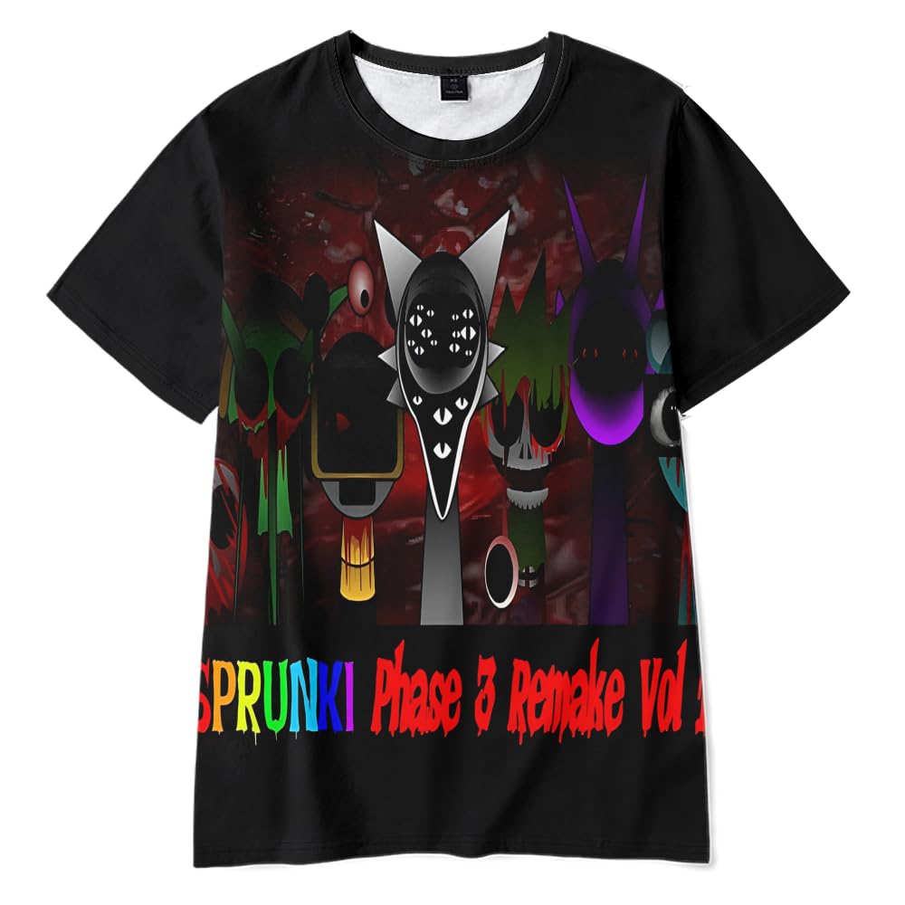 Sprunki Figure Shirt For Fans Gift Boys Sprunki T-Shirt Kids Sprunki 3D ...