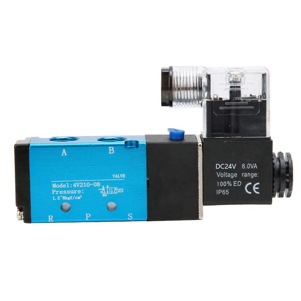 Industrial & Scientific DC24V 2 Position 5 Port Solenoid Valve PT1 ...