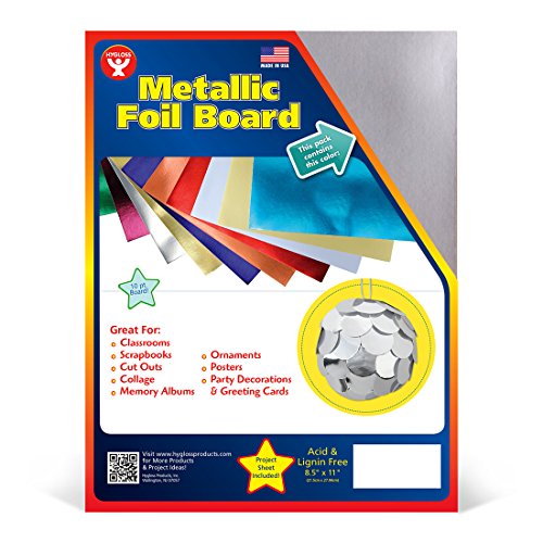 Hygloss Metallic Foil Board Card Stock Sheets, Arts & Crafts, Classroom ...