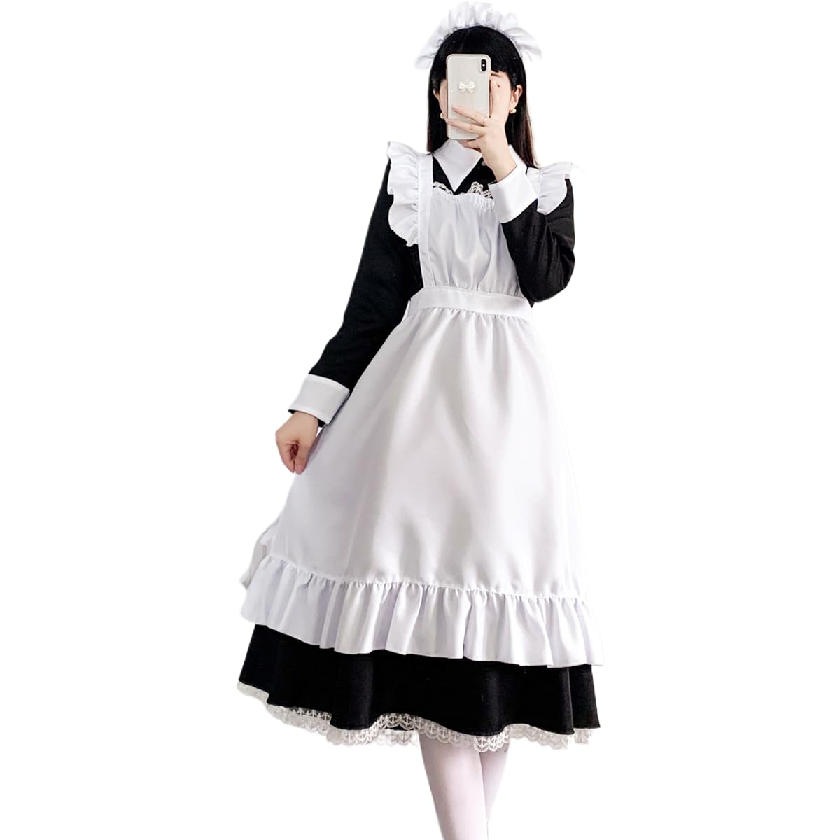 chigemianbaoba Womens French Maid Costume Anime Party Uniform Lolita ...