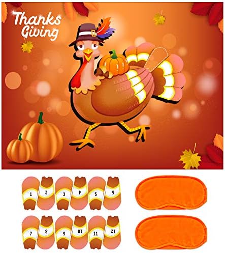 Hohomark Thanksgiving Games for Party,26.5″x20″ Pin The Tail on The ...