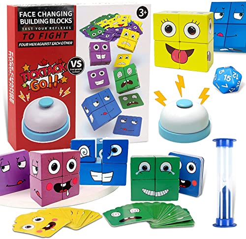 Wooden Expressions Matching Block Puzzles Building Cubes Face Change ...