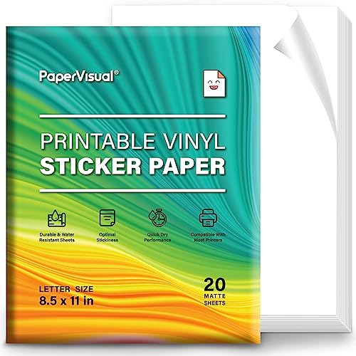 PAPERVISUAL Printable Permanent Vinyl Paper - 20 Sticker Sheets For ...