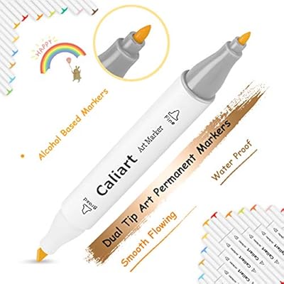 Caliart 41 Colors Dual Tip Art Markers Permanent Alcohol Based Markers ...