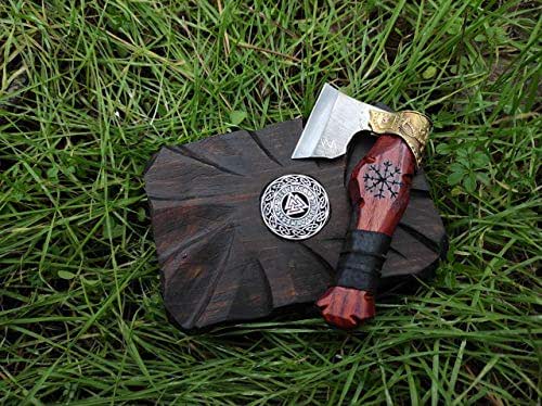 Amazon.com: Straight razor warrior axe in Viking Celtic Nordic style ...