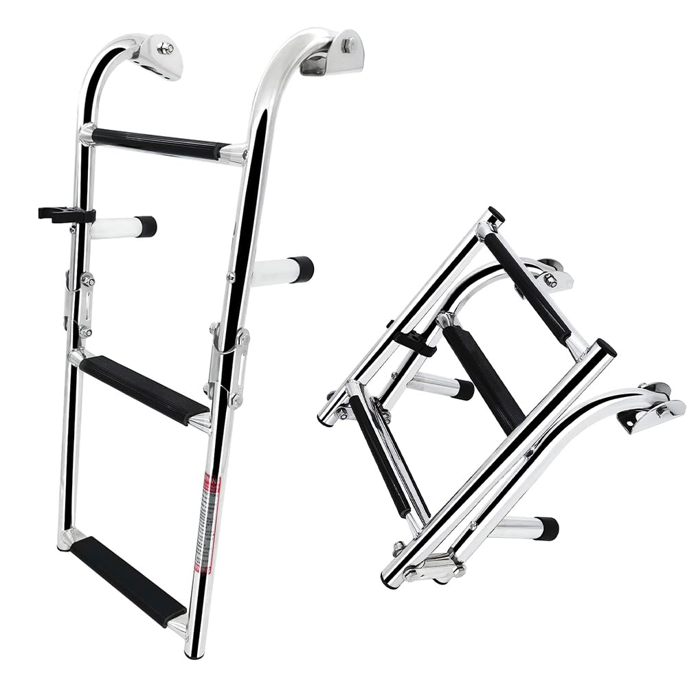 Mua Stainless Steel 3 Step Folding Boat Ladder 2+1 Steps Portable Swim ...