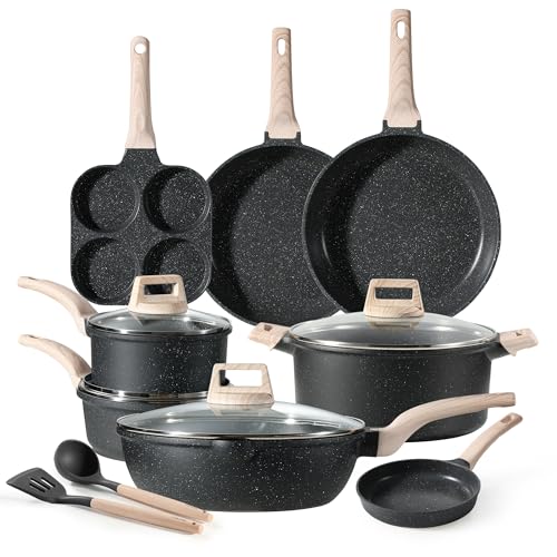 CAROTE Pots and Pans Set, Nonstick Cookware Sets, Classic Black ...