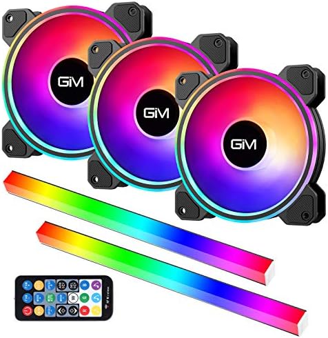 GIM 120mm RGB Case Fans and PC Light Strips for Gaming Case, 3 Pack ...
