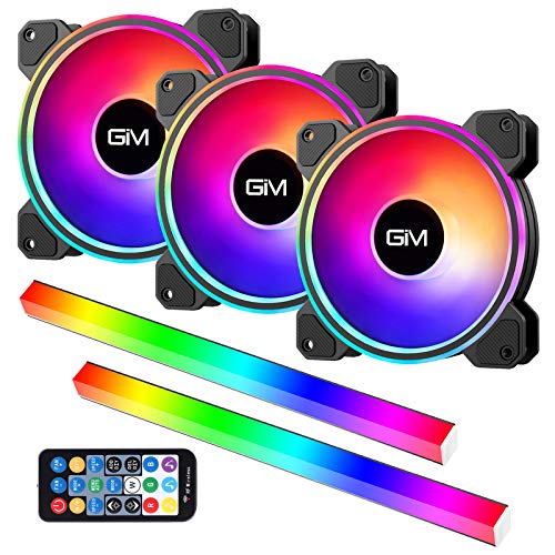 GIM 120mm RGB Case Fans and PC Light Strips for Gaming Case, 3 Pack ...