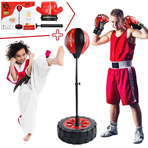 FITVEN Punching Bag for Kids with Boxing Gloves, Ages 3-12 Adjustable ...