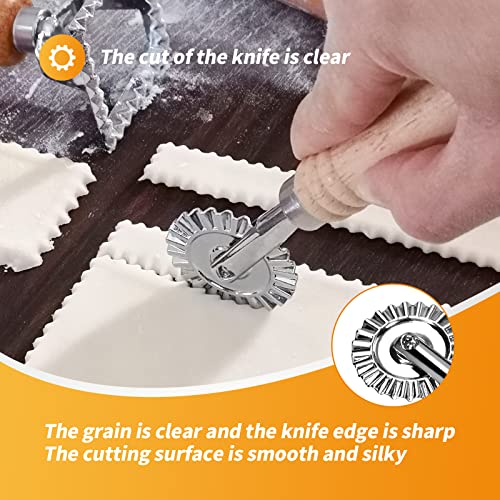 Pastry Wheel 2-Piece Cutter Set - Fluted & Straight Edge With Wooden ...